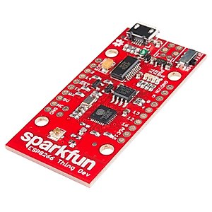 SparkFun ESP8266 Thing - Dev Board - WiFi-enabled microcontroller compatible with Arduino for Internet of Things WiFi Development On-board FTDI USB-to-Serial converter PCB trace antenna U.FL connector
