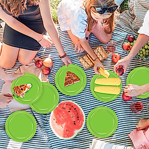 QZYL 50 PCS Disposable Plates Lime Green, 7" Bulk Paper Plates, Dessert Plates Disposable, Heavy Duty Paper Plates, Party Dinnerware for Green Party Theme Wedding Bridal Birthday Party Decorations