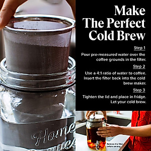 Willow & Everett Cold Brew Coffee Maker - 2 L Iced Tea & Coffee Cold Brew Maker - Glass Pitcher w/Stainless Steel Spout and Removable Filter