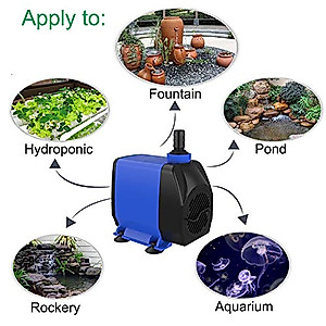 Knifel Submersible Pump 1056GPH Ultra Quiet with Dry Burning Protection 9.8ft Power Cord for Fountains, Hydroponics, Ponds, Aquariums & More………………