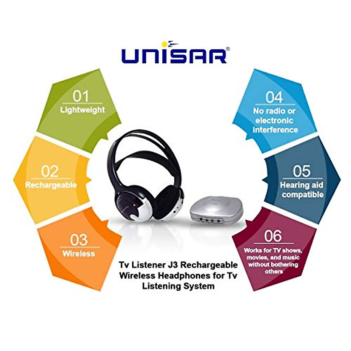 Unisar TV Listener J3 Infrared Stereo System with Additional Headset