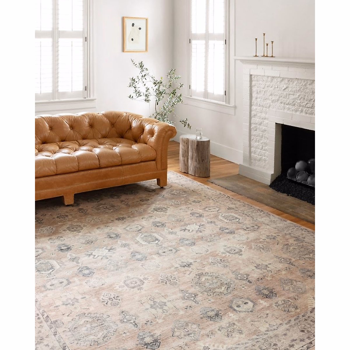 Loloi II Hathaway Collection HTH-03 Java/Multi 2'-0" x 5'-0", .25" Thick, Accent Rug, Soft, Durable, Printed, Modern, Low Pile, Non-Shedding, Easy Clean, Living Room Rug