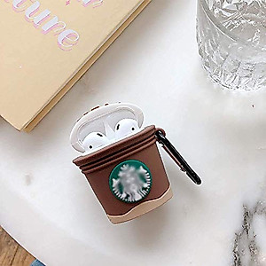 TXGOT 3D Cute Cartoon Airpods Cover Soft Silicone Rechargeable Headphone Cases,Shockproof Premium Protective Case with Keychain for Apple AirPods 1st/2nd Charging Case (Brown)