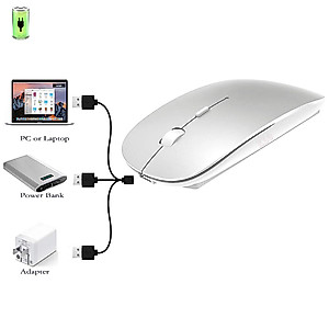 KLO Rechargeable Bluetooth Mouse for MacBook/MacBook air/Pro/iPad, Wireless Mouse for MacBook/Laptop/Notebook/iPad/Chromebook/pc(Silver)