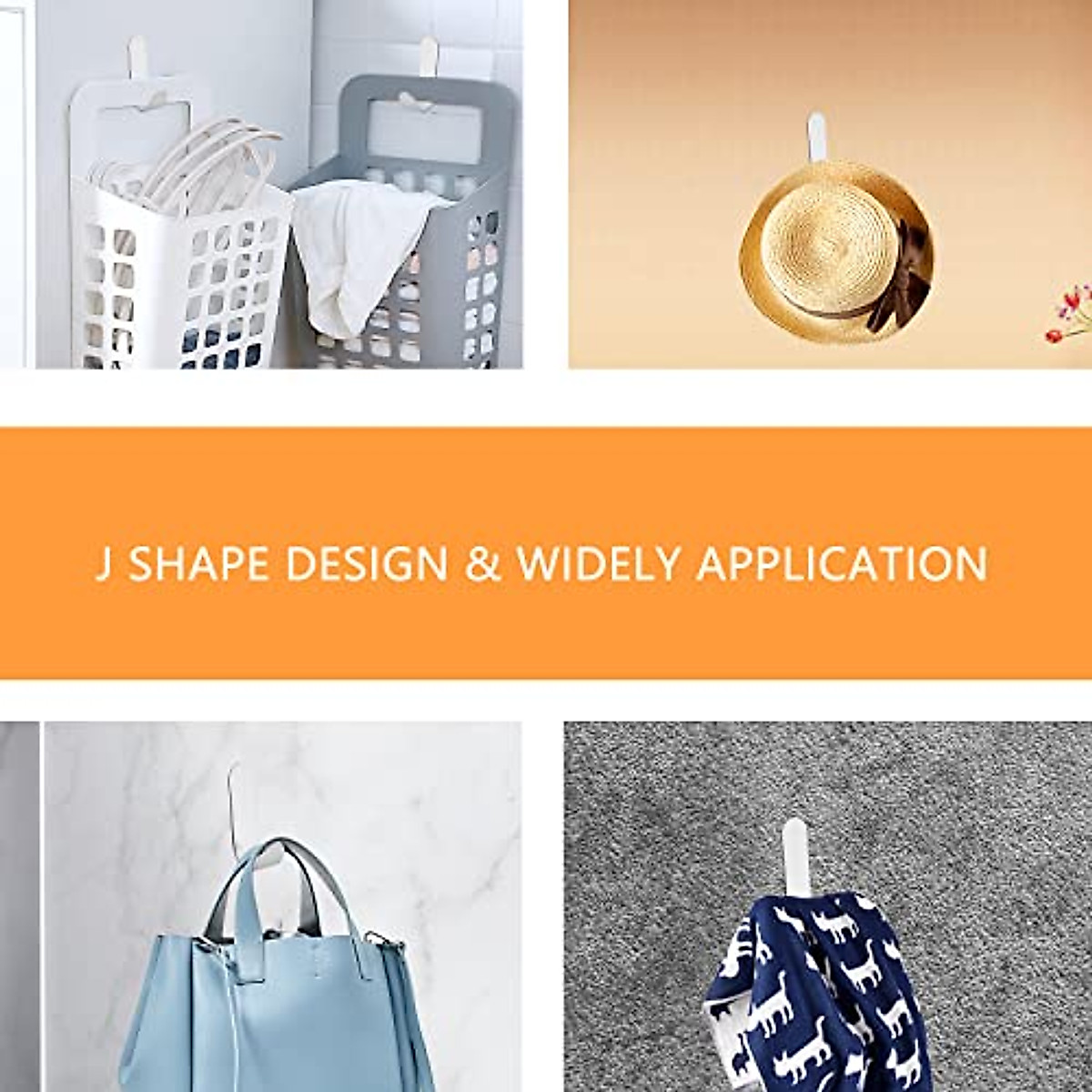 Zorveiio 24 Pcs Self Adhesive Hooks Heavy Duty, 304 Stainless Steel Hooks Razor Holder Wall Hooks Bath Towel Hook Hanging Hooks for Towels Robe Coat Hats Shower Bathroom Kitchen - Brushed Nickel