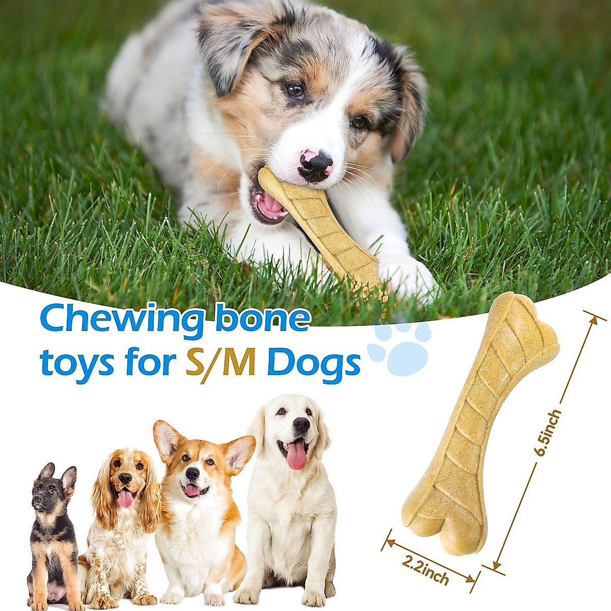 DAOZIJI Indestructible Dog Toys for Aggressive Chewers Medium Small Breed, Tough Dog Chew Dog Bones for Aggressive chewers, Interactive Nylon Dog Chew Bones Toys for Boredom,Puppy Teething Toys Gifts