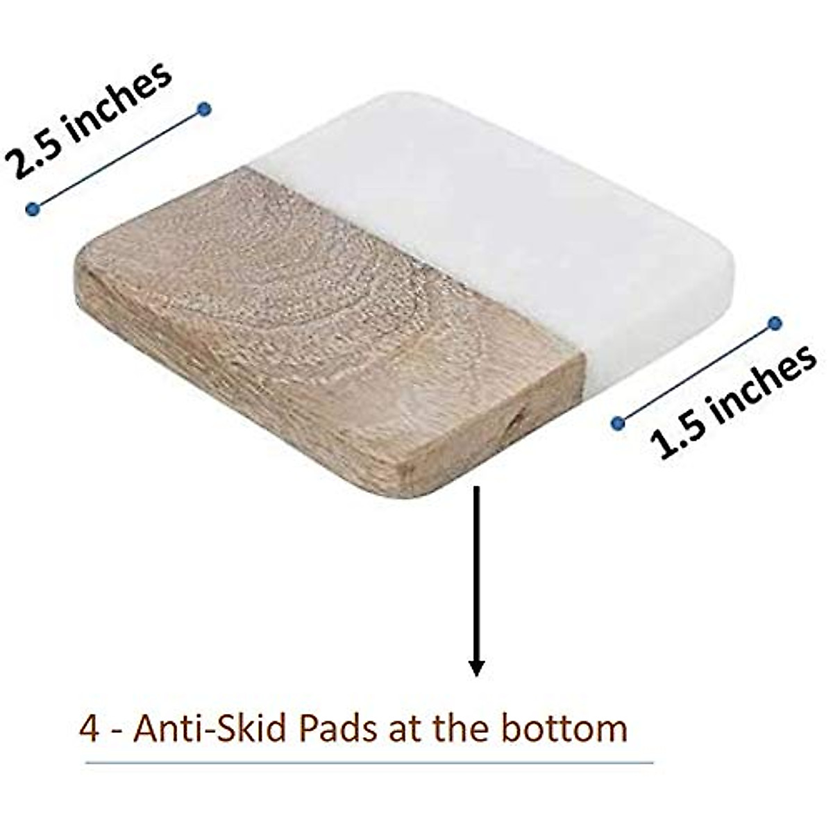 Frescorr (TM) - luxurious Atelier Marble and Wood Set of 4 Coasters, 4 x 4 inches for Drinks, Hot/Cold ,Coffee Mugs, Beer Cans ,Bar Glasses. Tea Table/Bar coasters