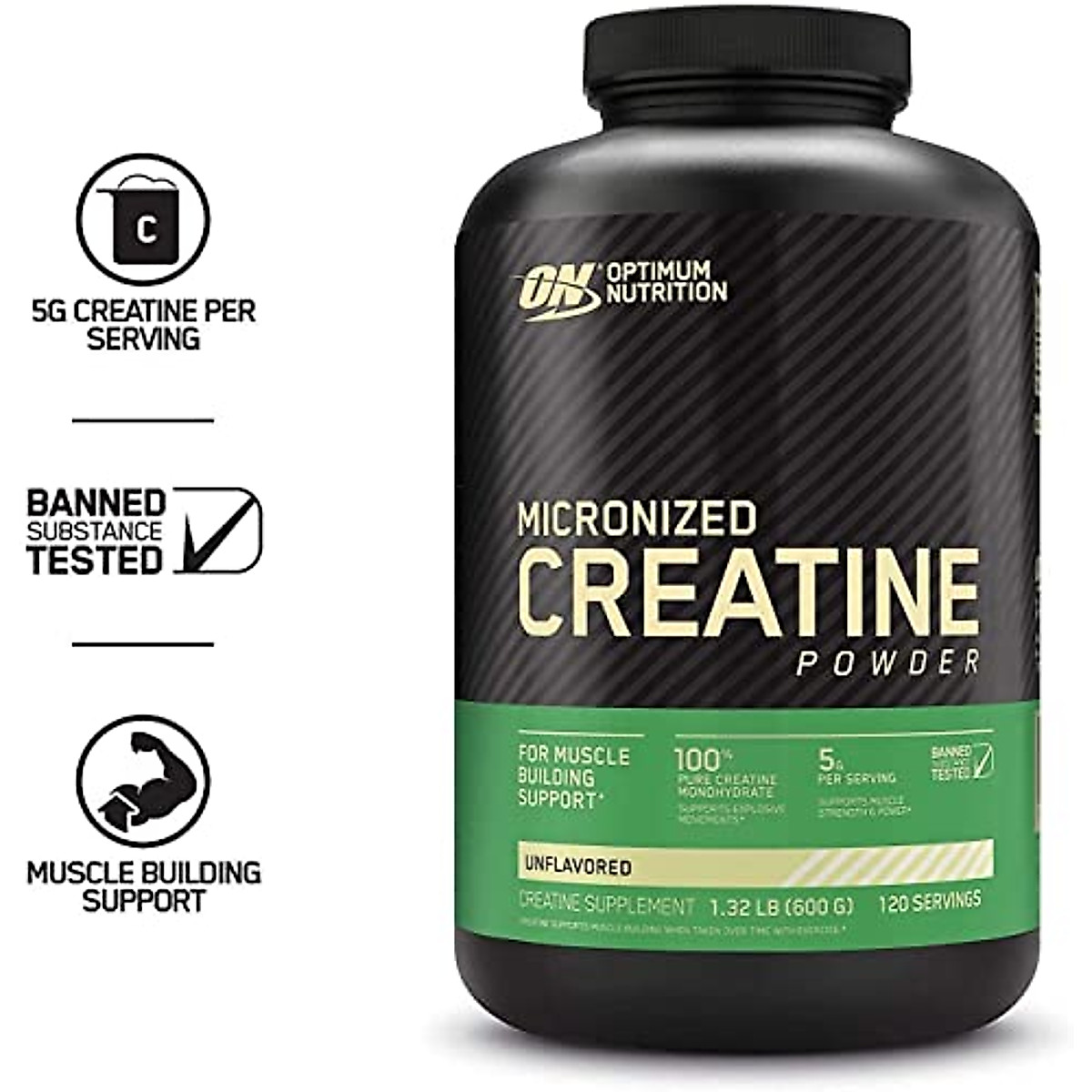 Optimum Nutrition Micronized Creatine Monohydrate Powder, Unflavored, Keto Friendly, 120 Servings (Packaging May Vary)
