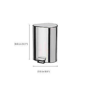 Joseph Joseph EasyStore Luxe Stainless Steel 5 Liter Pedal/1.3 Gallon Trash Can with Bin Liner Storage, Soft-Close Lid, Removable Inner Bucket, for Bathroom, Bedroom, Office