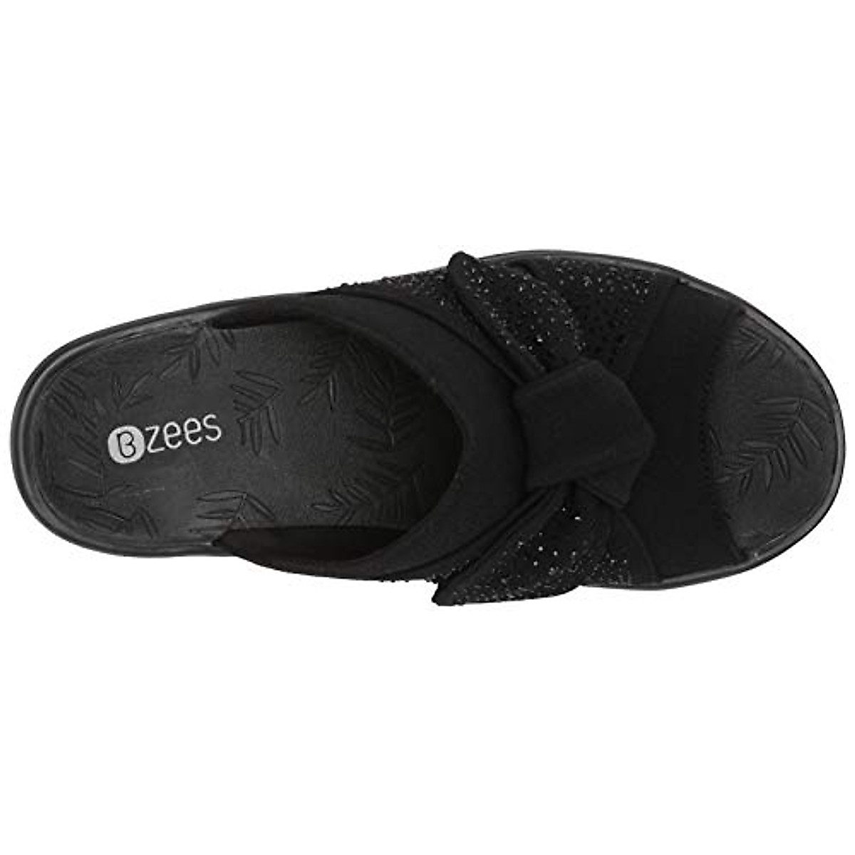 BZees womens Smile Bright Slide Sandal, Black Sparkle, 9.5 US