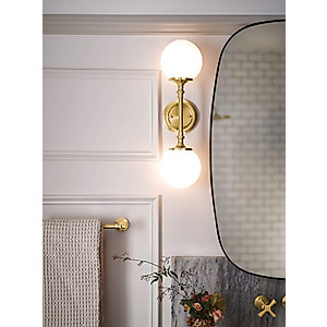 Moen YB0562BG Colinet 2-Light Dual-Mount Bath Bathroom Vanity Fixture with Frosted Glass, Brushed Gold