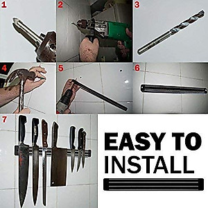 Magnetic Knife Holder 13 Inch Black, Storage Bar Strip | Multi-purpose Functionality Tool Magnet Rack Strip Bar Storage Wall Mount for Kitchen Knife Knives Tool Spoon Display Rack Organizer