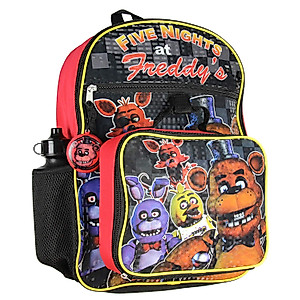 Five Nights At Freddy's 16" Backpack Lunch Box Water Bottle Lunch Kit -5 Piece Set