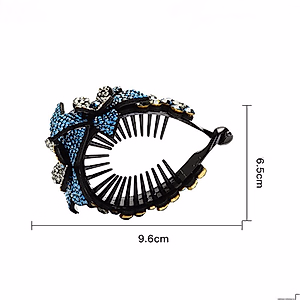 Rhinestone Flower Hair Claw Ponytail Holder Women Hairpin Shark Clip Crab Clips Styling Headwear For Mom(grey)