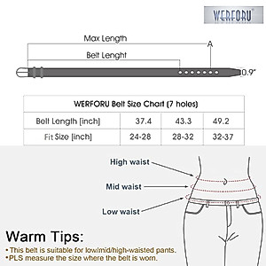 WERFORU Women Leather Skinny Belt for Dress Black Adjustable Waist Belt for Lady (Silver Black,Fit Size 30-34 Inch)