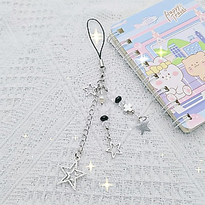 Meefisher Cute Y2K Phone Charm Aesthetic Accessories Bear Strawberry Butterfly Heart Lanyard String for Bag Purse Backpack Wallet Airpods Pendants Decor (2 PCS(Star, Star B))