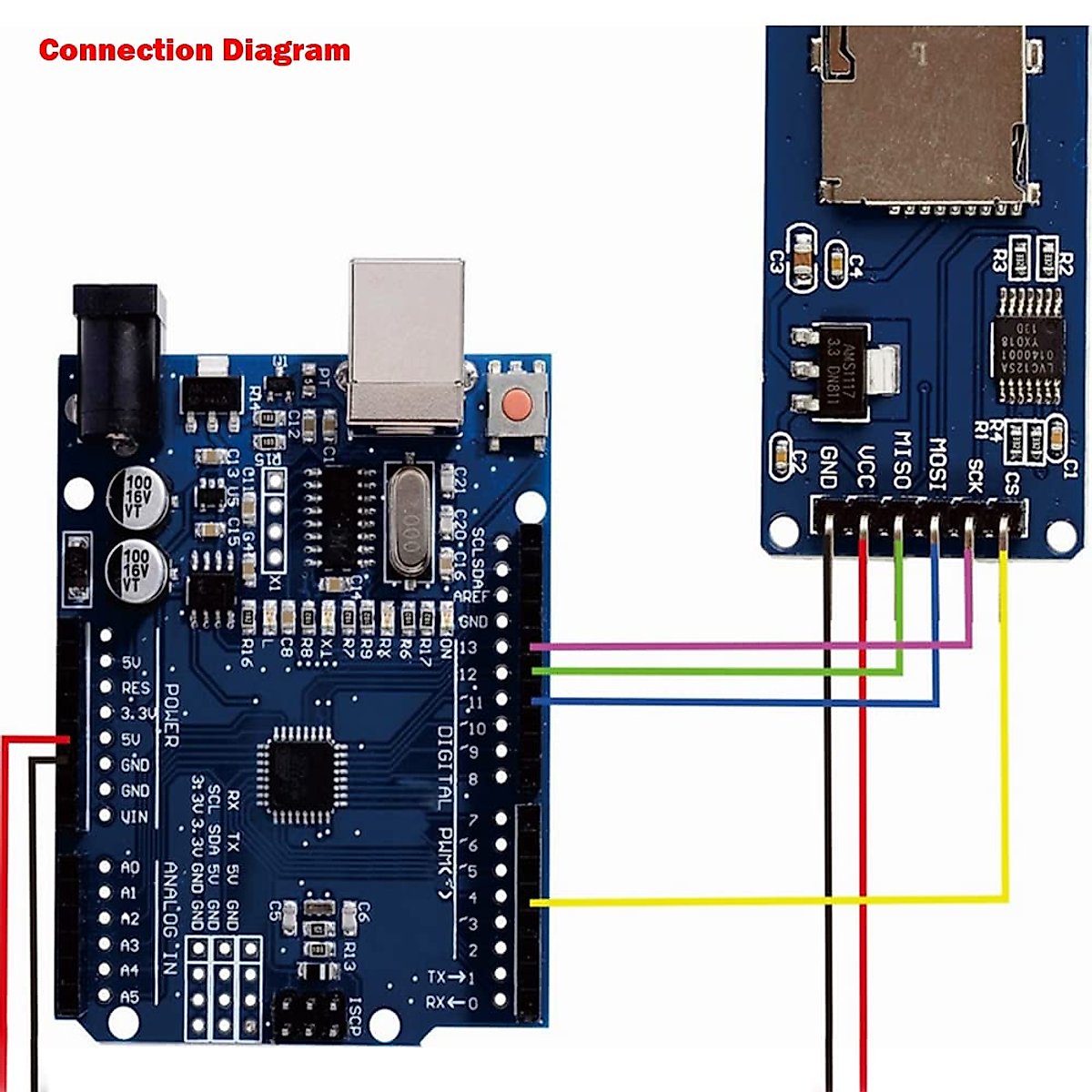 Geekstory 5 PCS Micro SD Card Module Mini TF Card Adapter with Memory Storage Breakout Board SPI Interface Driver + 40 PCS Female to Male Dupont Cable Line for Arduino Raspberry Pi