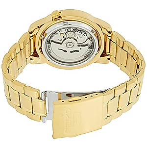 SEIKO Men's SNKE56 5 Automatic Gold Dial Gold-Tone Stainless Steel Watch