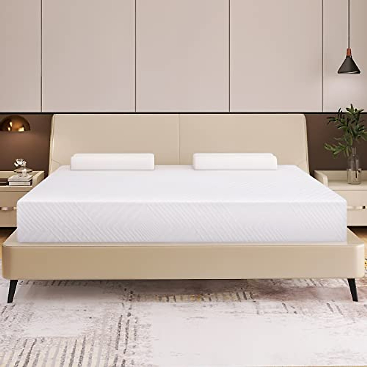 Opoiar California King Mattress,10 Inch Green Tea Gel-Infused Memory Foam Mattress,California King Size Mattress in a Box for a Cool Sleep & Pressure Relief,Medium Firm Feel,Made in USA