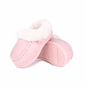 Toddler Kids House Shoes Slippers with Memory Foam Fuzzy and Warm Cozy Comfort Fleece Clog Slip On Sole Protection for Boys Girls Indoor Outdoor U422BBLFX217.SY-Pink-23