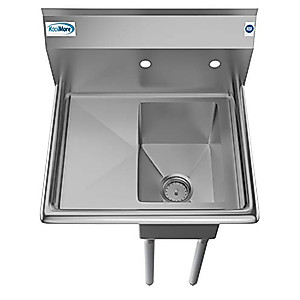 KoolMore 1 Compartment Stainless Steel Commercial Kitchen Prep & Utility Sink with Drainboard - Bowl Size 10" x 14" X 10"