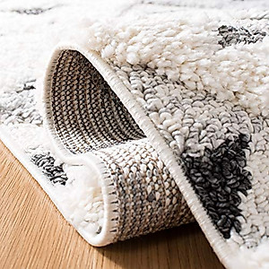 SAFAVIEH Moroccan Tassel Shag Collection 8' x 10' Ivory/Grey MTS688F Boho Non-Shedding Living Room Bedroom Dining Room Entryway Plush 2-inch Thick Area Rug