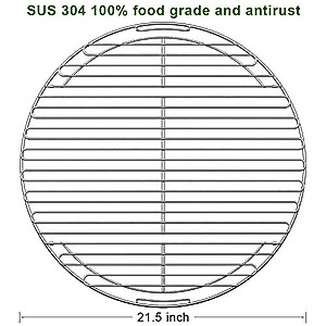 SELEWARE 21.5'' SUS304 Stainless Steel Hinged Cooking Grate, Barbecue Grill Care Fits for Most 22 Inch Charcoal Kettle Grills Like Webe Char-Broil and Other Grills