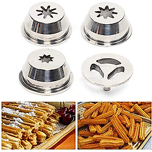Gdrasuya10 Commercial Churro Maker 5L Stainless Steel Manual Spanish Donut Churrera Churro Maker Machine with 4pcs Nozzles for Home Restaurants Cafeterias Bakeries (Vertical Type)
