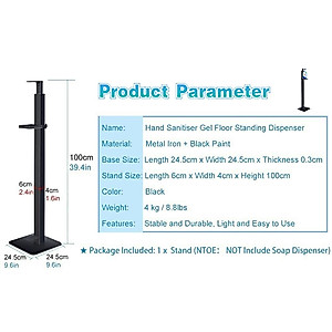 Hand Sanitizer Dispenser Stand - Foot Pedal Operated Dispenser Station for Home Hotels Commercial, Freestanding Hand Soap Holder Floor Stand, Black
