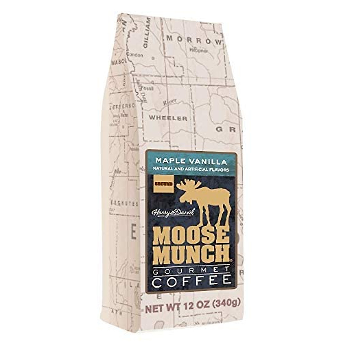 Moose Munch Gourmet Ground Coffee by Harry & David, 12 oz bag (Maple Vanilla)