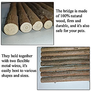 Freiomyi Bearded Dragon Hideout Reptiles Wooden Bridge Bendable Climber Ladder Hide Caves with Hanging Plants Habitat Decor Accessories for Gecko Chameleon Frog Turtle Snake 15.7″×5.9″