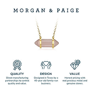 MORGAN & PAIGE Rose Quartz Crystal Chakra Point Necklace in 18K Gold Plated Sterling Silver for Women