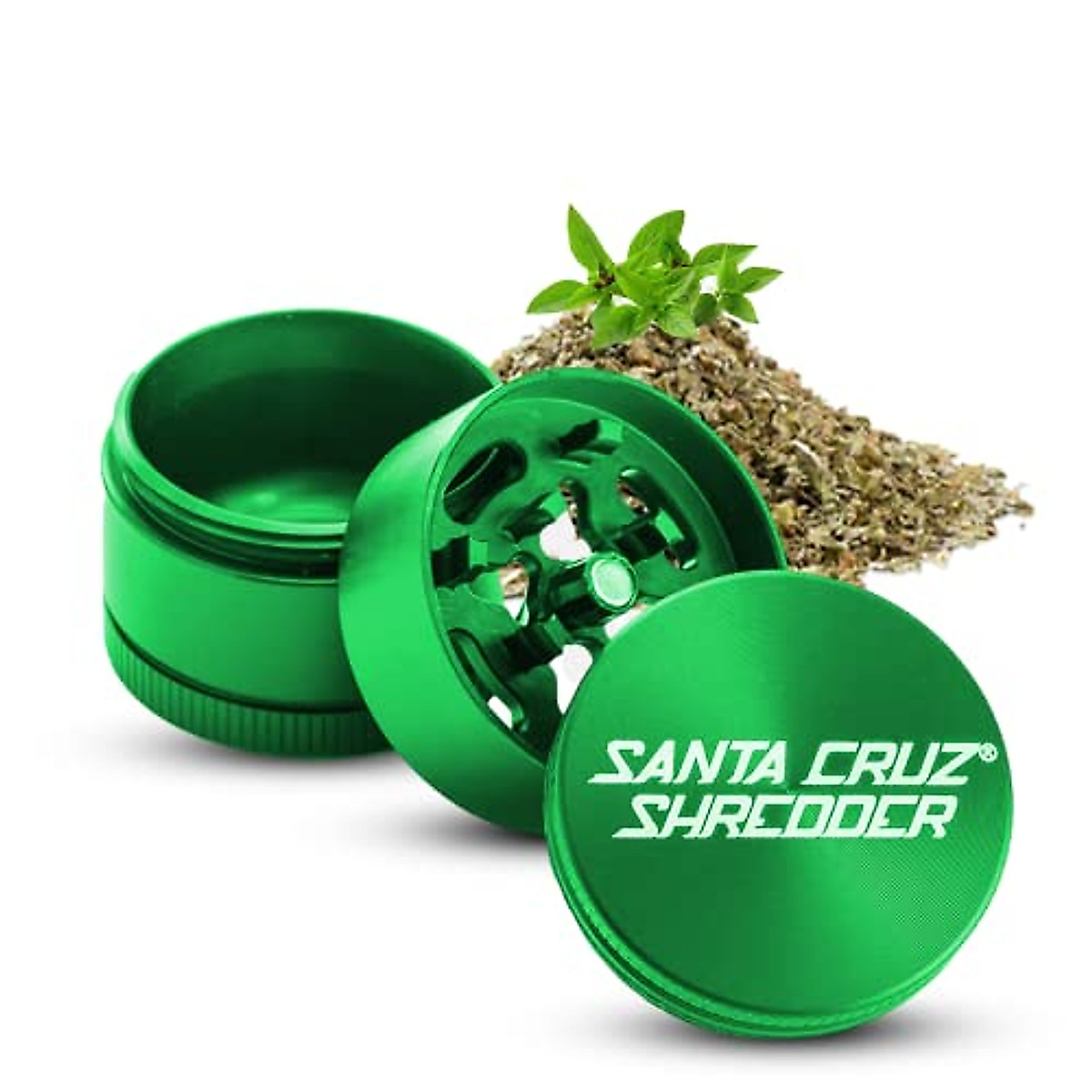 Santa Cruz Shredder Metal Herb Grinder Knurled Top for Stronger Grip 3 Piece Small 1.7" (Green)