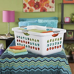 STERILITE 1.25 Bushel Hip Laundry Basket, White (Available in Case of 4 or Single Unit)
