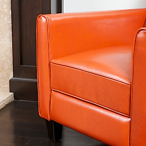 Great Deal Furniture Lucas Orange Leather Modern Sleek Recliner Club Chair