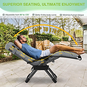 Suteck Zero Gravity Chair, XL 29in Lounge Chair Anti Gravity Chair w/Removable Cushion, Reclining Patio Chairs with Upgraded Lock, Pillow and Footrest, Folding Patio Recliner for Indoor Outdoor