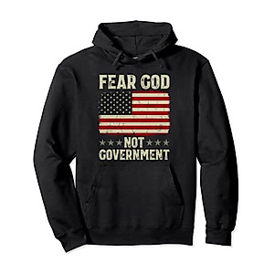 Fear God Not Government Vintage Old American Flag Pullover Hoodie