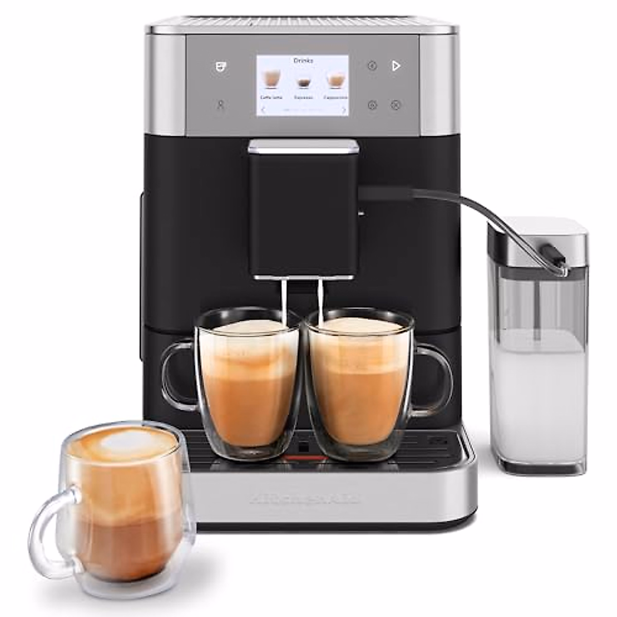 KitchenAid Fully Automatic Espresso Machine KF7 with Milk Attachment, KES8557BK, Cast Iron Black