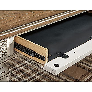 Signature Design by Ashley Realyn Farmhouse 60" Home Office Desk with USB Charging, Chipped White