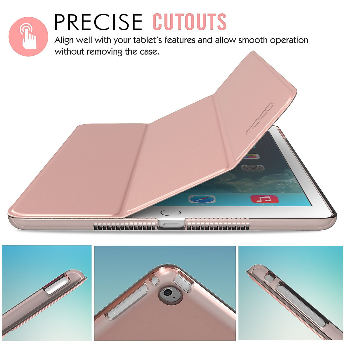 MoKo Case Fit iPad Air 2 - Slim Lightweight Smart Shell Stand Cover with Translucent Frosted Back Protector Fit iPad Air 2 9.7" Tablet, with Auto Wake/Sleep, Rose Gold