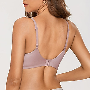 DOBREVA Women's Push Up Wireless Bra Padded T Shirt Bras No Underwire Plunge Bralette Sea Fog 32D