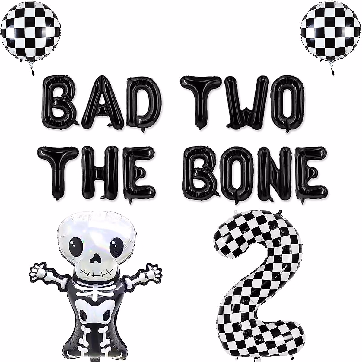 Bad Two the Bone Balloon Banner for Motorcycle Race Car 2nd Birthday Rock and Roll 2nd Birthday Born to Rock Music 2nd Birthday Party Decorations