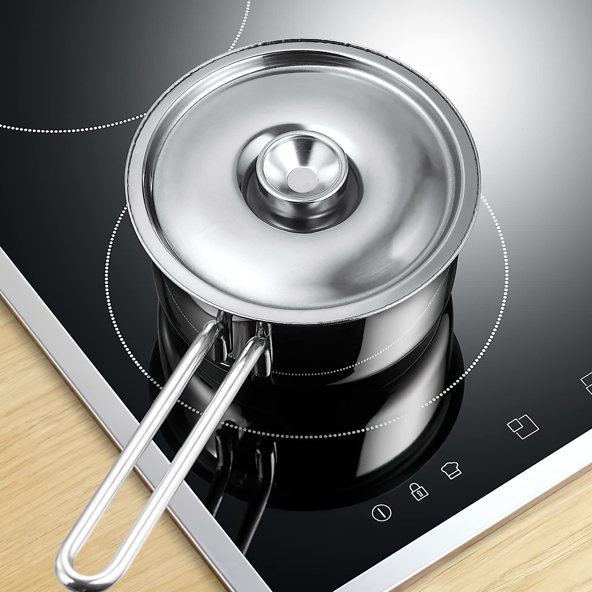 Cabilock 5.5in/14cm Universal Lid for Pans Pots Cover Seasoning Pot Cover Replacement Accessories Frying Pan Cover and Cast Iron Skillet Lid Cover