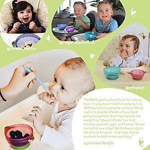 Baby Bowls with Suction - Suction Bowl for Toddlers, Set of 3 Stackable Feeding Bowls with Spill-Proof Lids, Silicone Placemat Bowl