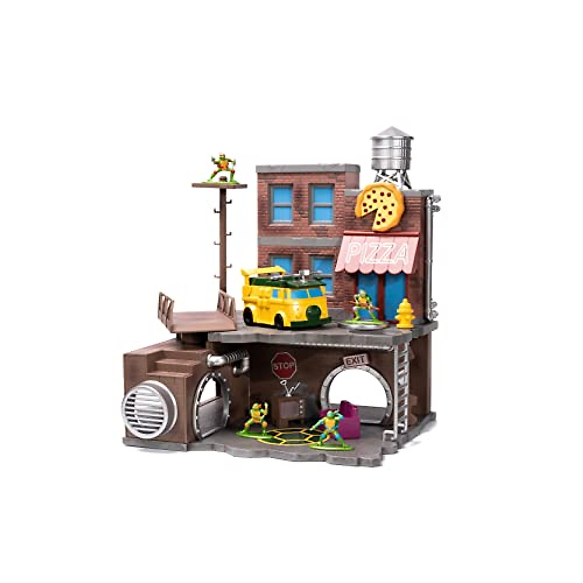 Teenage Mutant Ninja Turtles Turtle Lair Nano Scene w/ 1.65" Die-Cast Collectible Figures, Toys for Kids and Adults