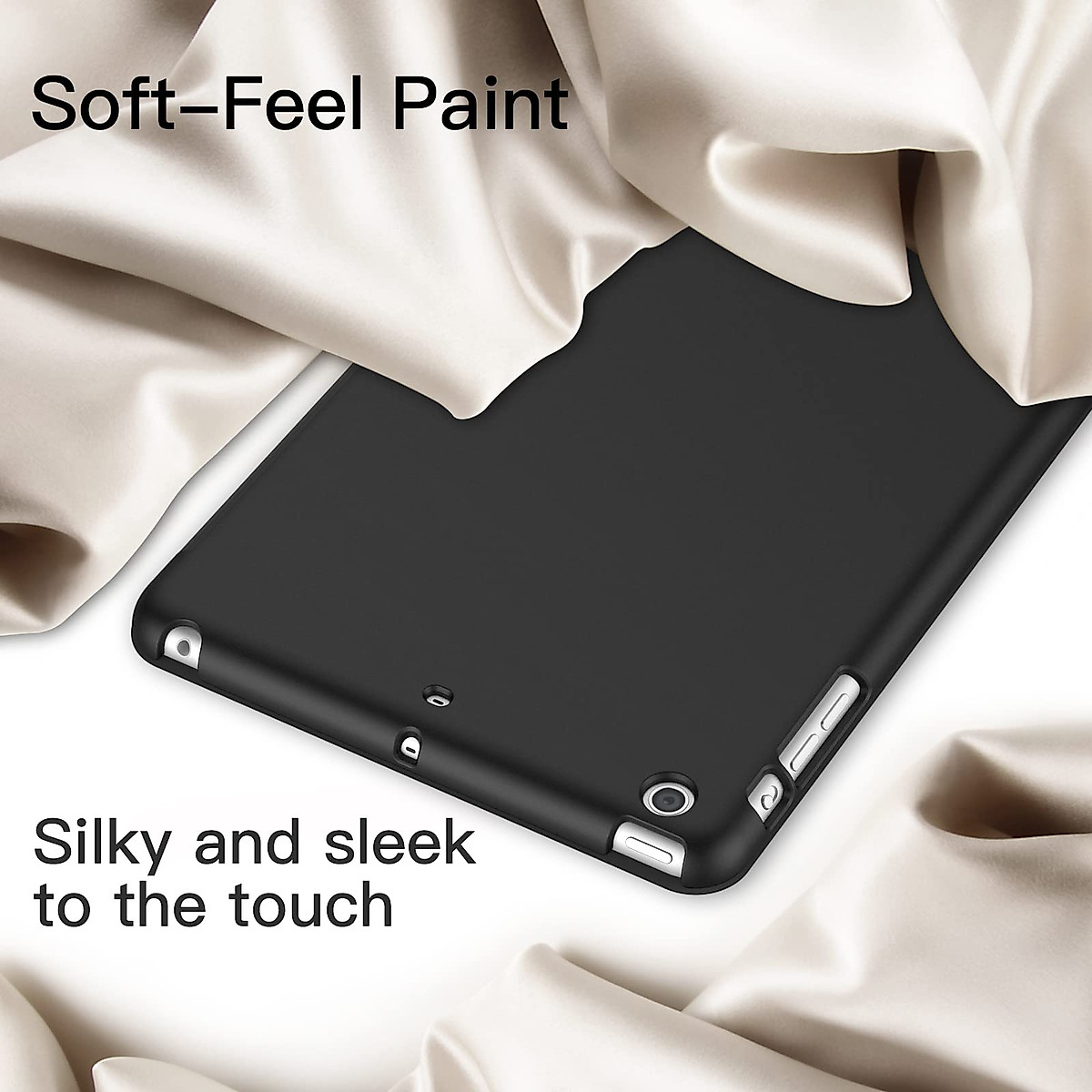 JETech Case for iPad Mini 1/2/3, Protective Hard Back Shell Soft-Touch Tablet Stand Cover, Auto Wake/Sleep (Black)