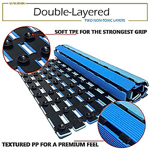 LuxurYou Non Slip Bathtub Mat | Double-Layered Shower Floor Mat with Suction Cups | EZ-Dry Construction | Non-Toxic, BPA, Latex, Phthalate, PVC Free (Wave)