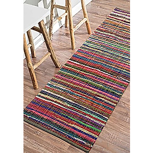 Chardin home - Eco Friendly 100% Recycled Cotton Colorful Chindi Runner Area Rug - 2'x7', Multi