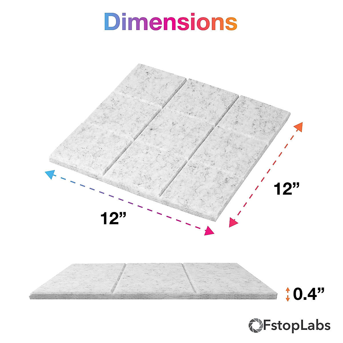 12 X 12 X 0.4 Inches Acoustic Soundproofing Insulation Panel Bevled Edge Tiles, Acoustic Treatment Used in Home & Offices, 9 Blocks Square Design for Home and Office (12 Pack, Silver Grey)