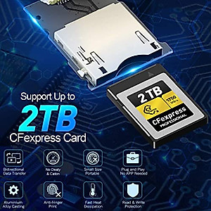 CFexpress Card Reader, Rocketek USB 3.1 Gen 2 10Gbps CFexpress Reader, Portable Aluminum CFexpress Memory Card Adapter Thunderbolt 3 Port Connection Support Android/Windows/Mac OS1